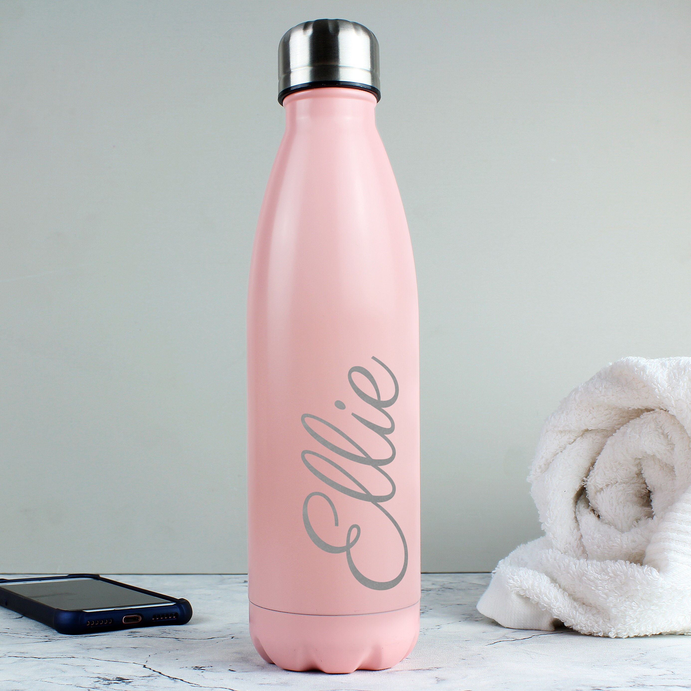 Personalised Pink Metal Insulated Drinks Bottle Sports Water - Etsy UK