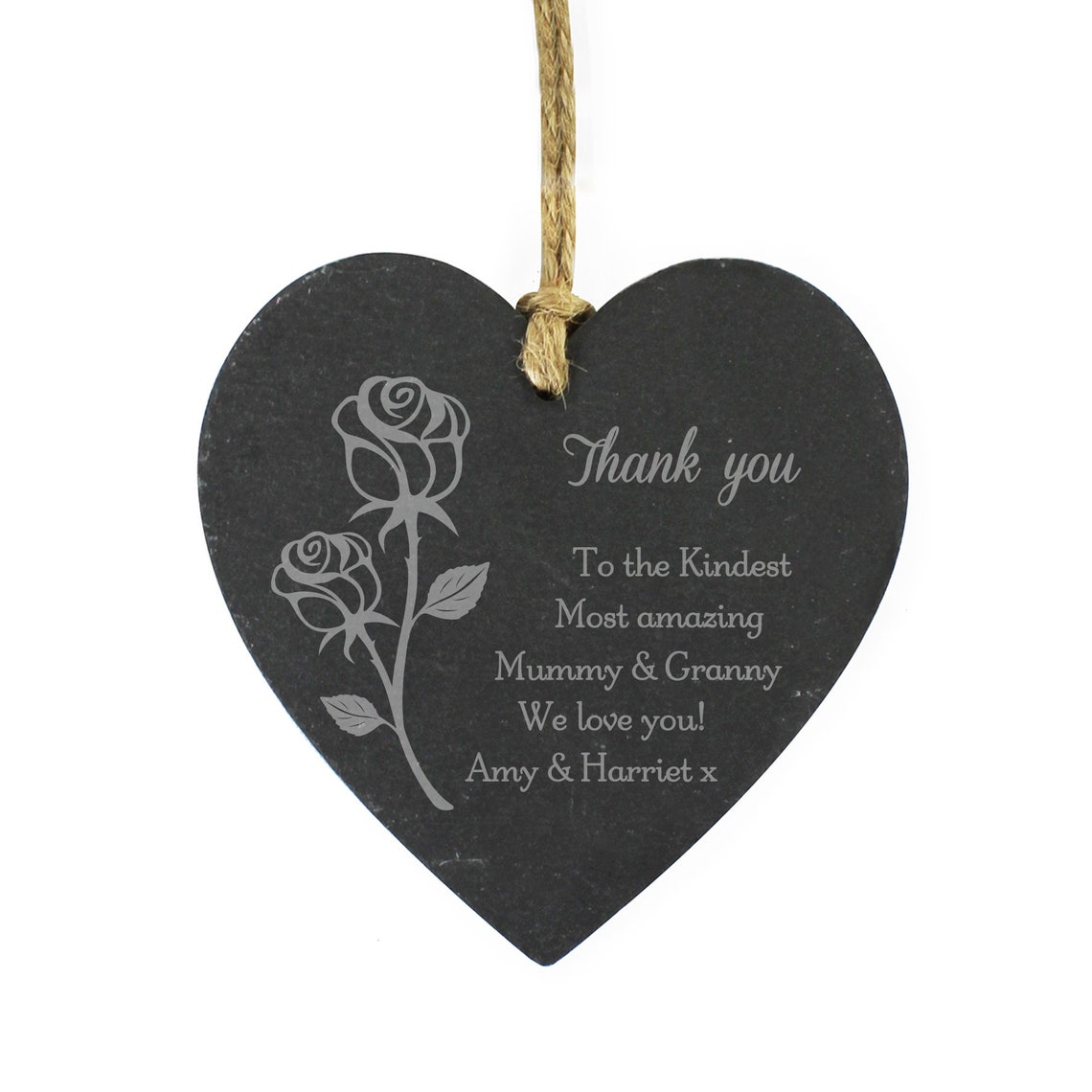 Personalised Rose Slate Heart Decoration Valentines Gift - Etsy UK