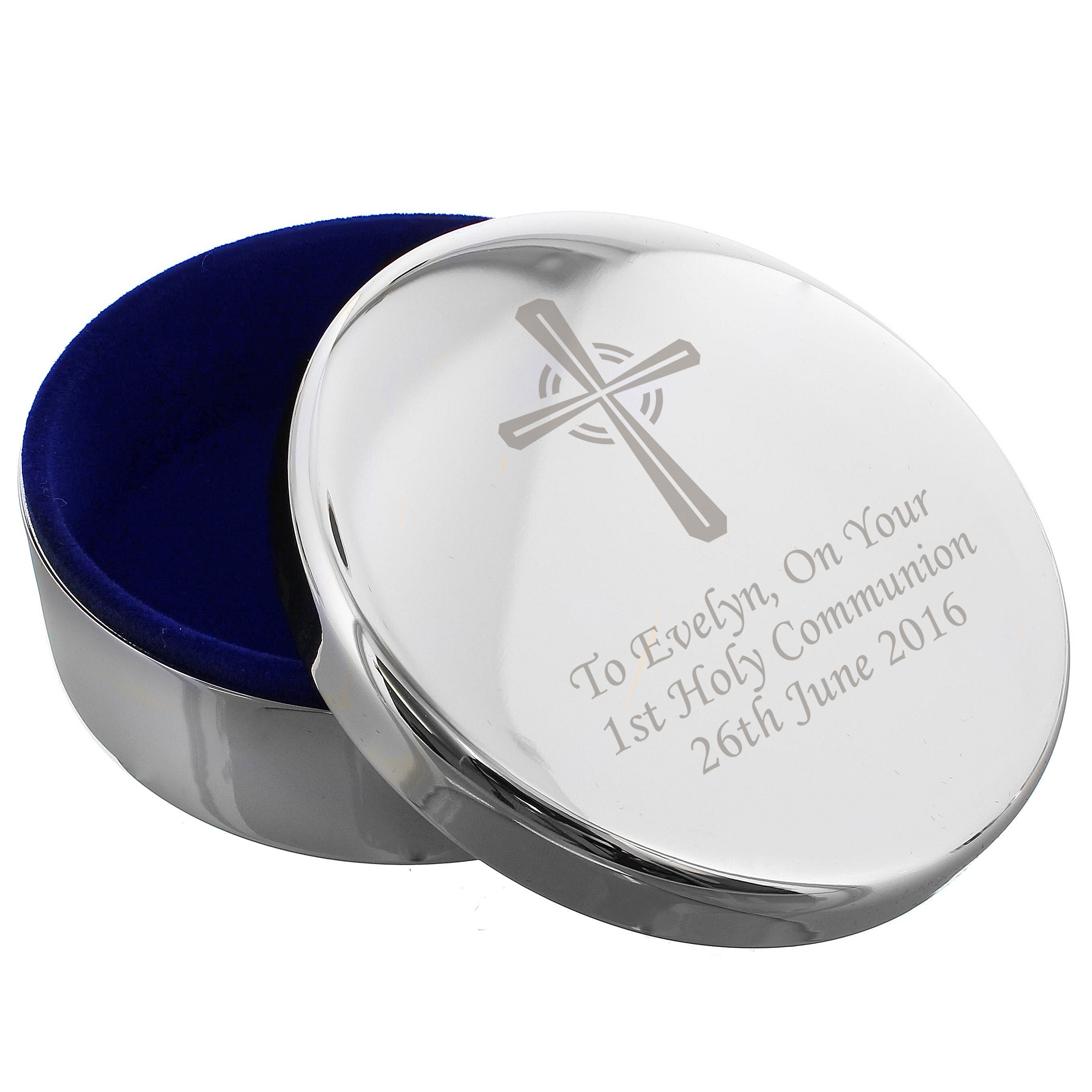 Engraved Silver Cross Trinket Box | Box for Rosary Beads | Holy ...