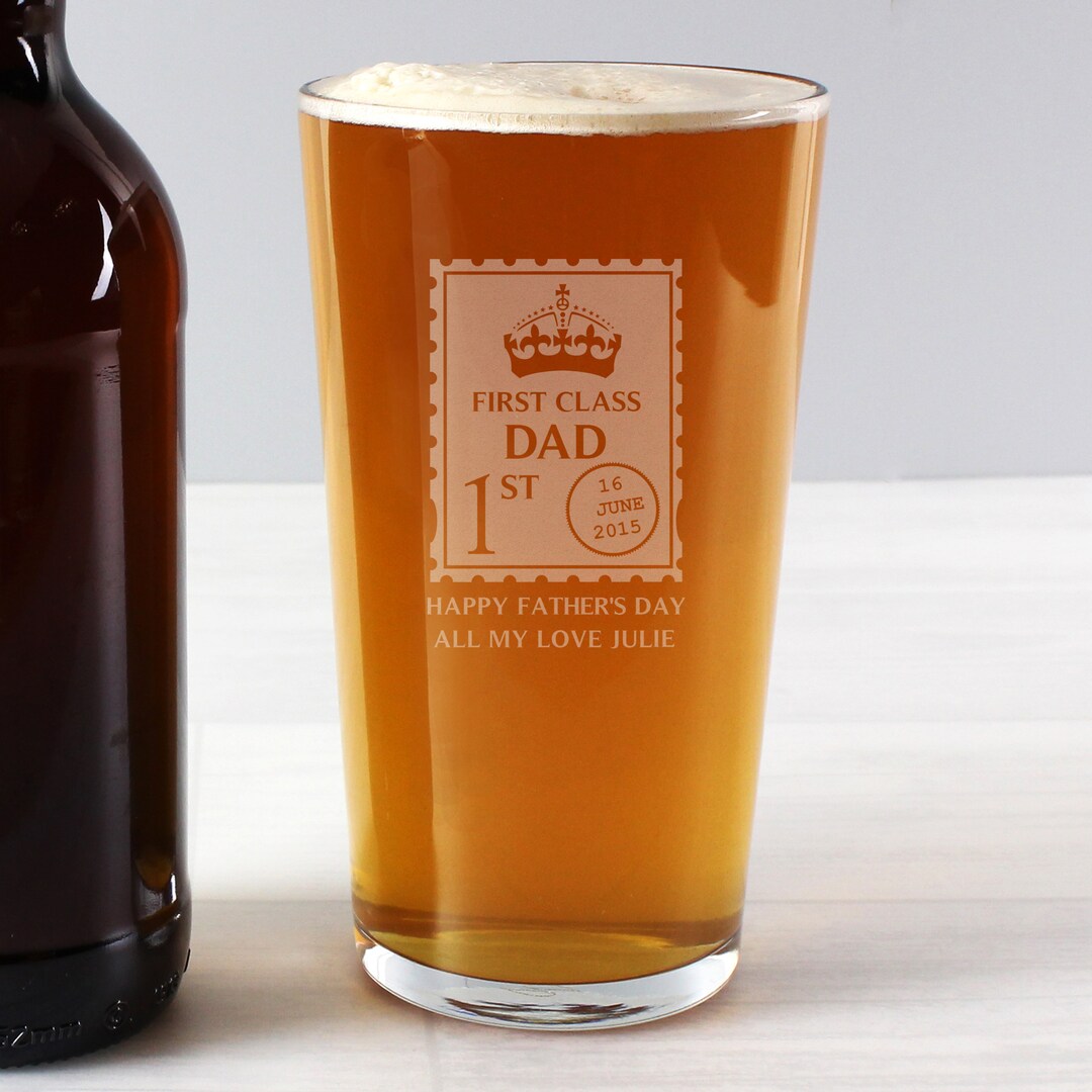 Personalised First Class Pint Glass - Father's Day Beer Gift - Etsy
