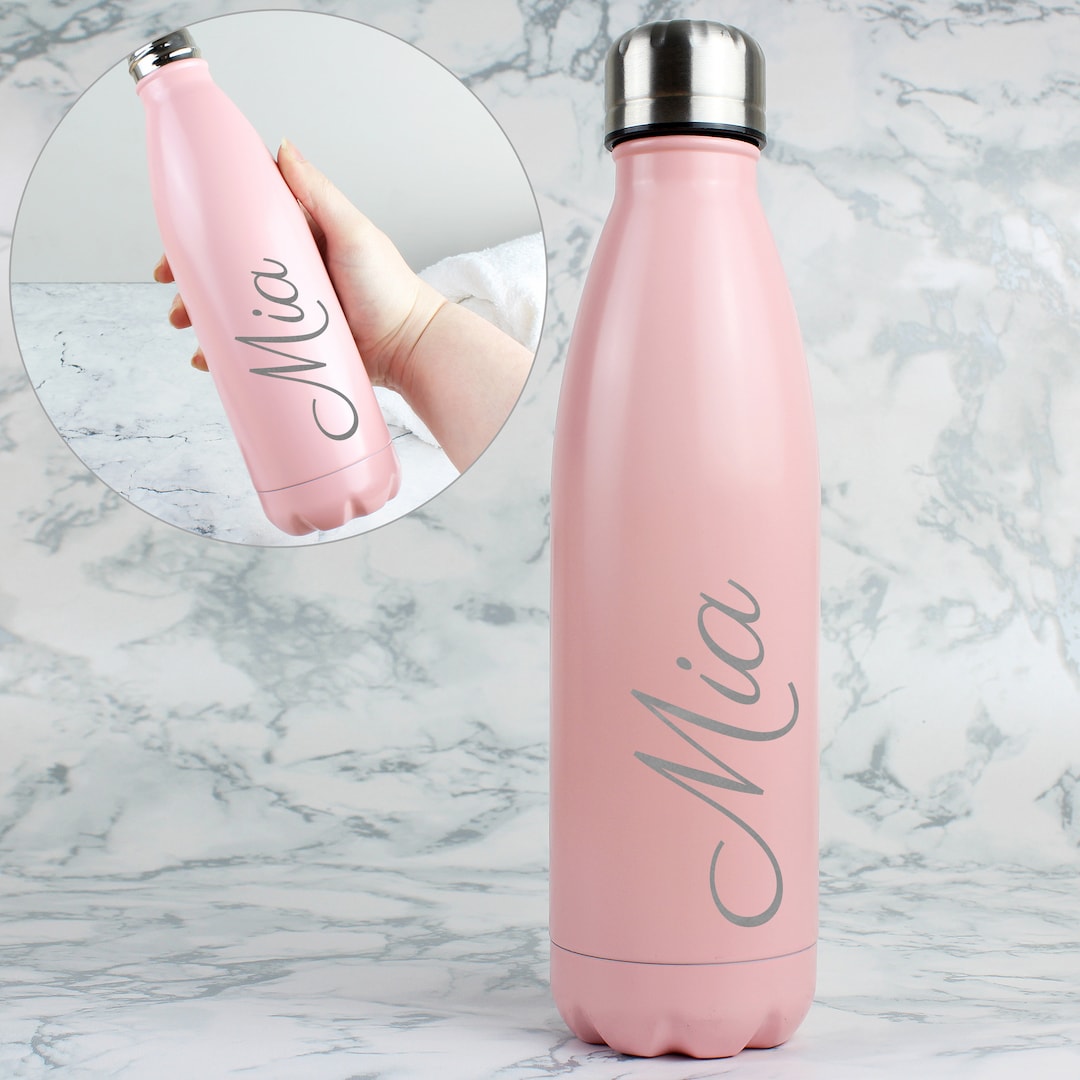 Personalised Pink Metal Insulated Drinks Bottle | Sports Water Bottle ...