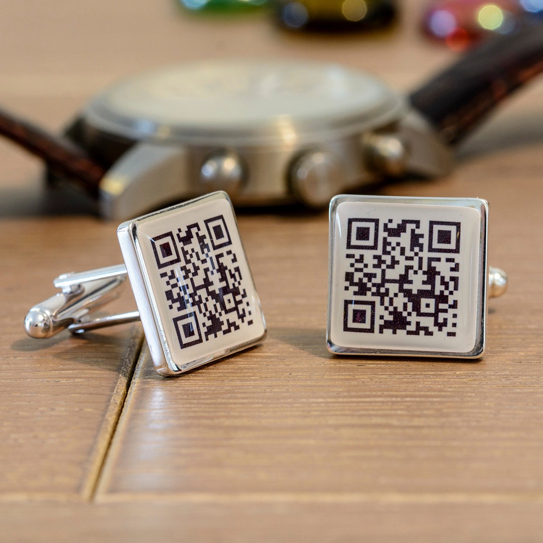 Secret Message QR Code Cufflinks | Mens Cufflinks - Etsy