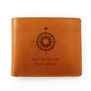 Personalised Compass Tan Leather Wallet | Gift for Him - Etsy UK