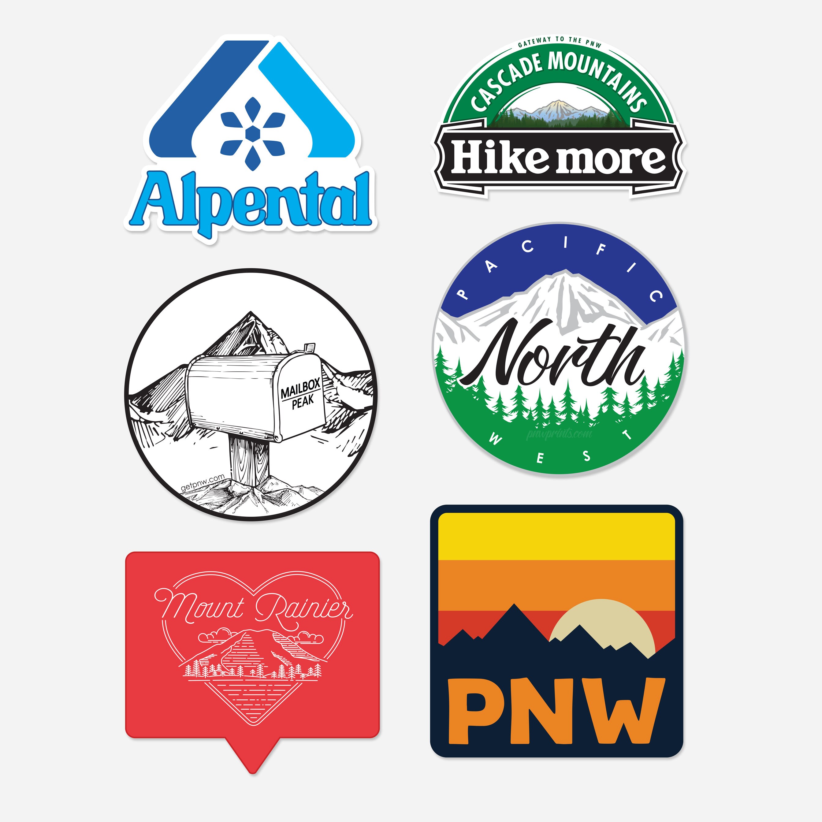 PNW Combo Pack of Stickers - Etsy