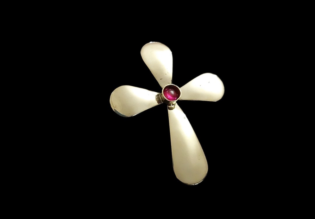 Byzantine Ruby Red Gemstone Cross Pendant, Protection Gold Gift - Etsy