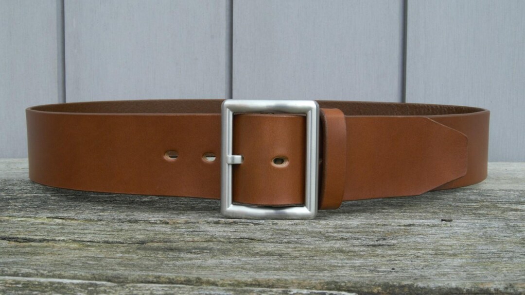Men's 2 Inch Wide Tan Leather Belt, Heavy 100 Gram High Quality ...