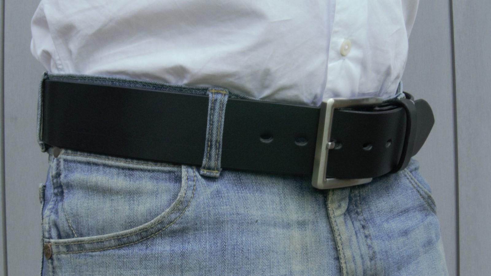 Men's 2 Inch Wide Black Leather Belt, Heavy 100gram High Quality ...