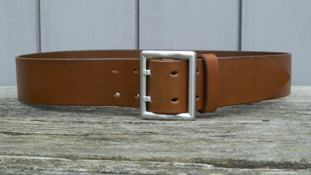 Men's 2 Inch Wide Tan Leather Belt, Heavy 100 Gram High Quality ...