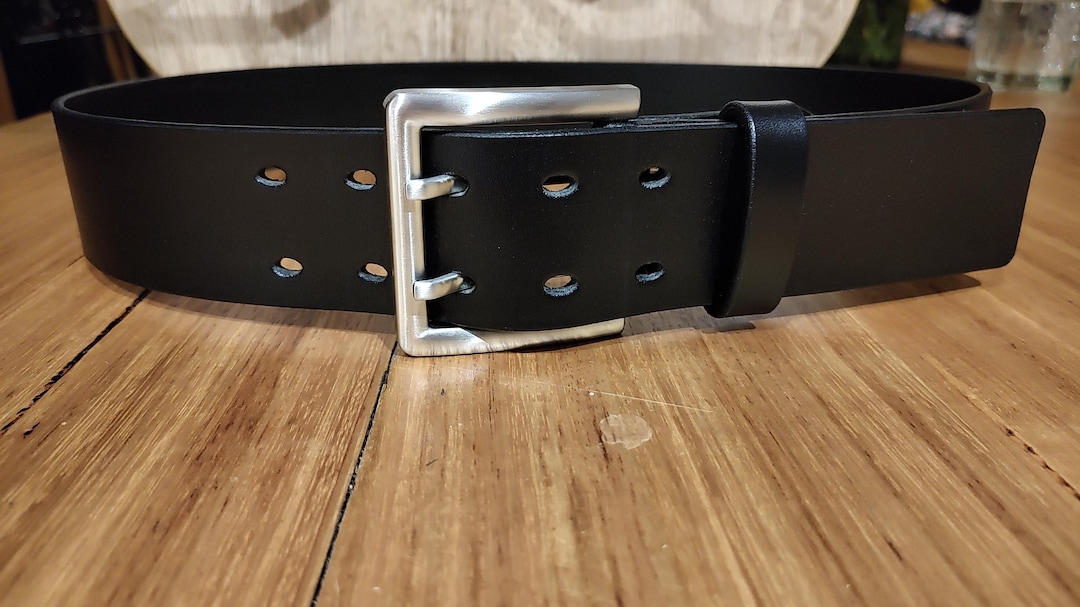 Men's 2 Inch Wide Black Leather Belt, Heavy 105gram High Quality ...