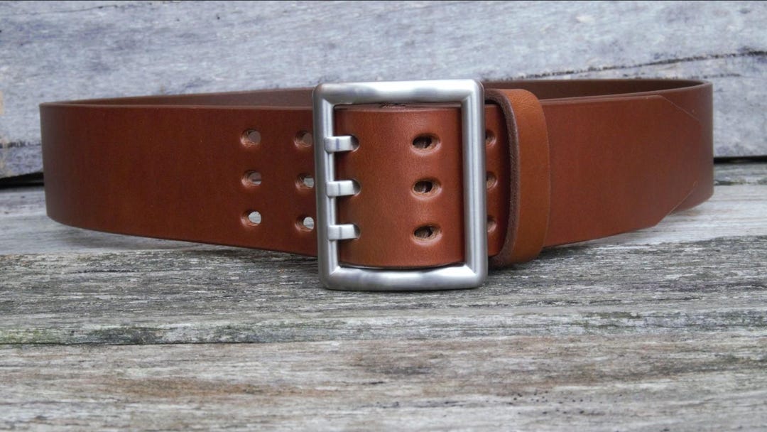 Men's 2 Inch Wide Tan Leather Belt, Heavy 105 Gram High Quality ...