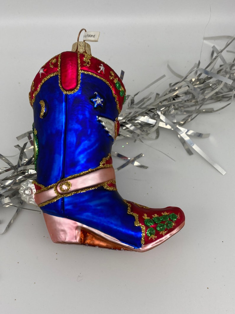 Vintage Cowboy Boot Blown Glass Ornament Western Holiday - Etsy
