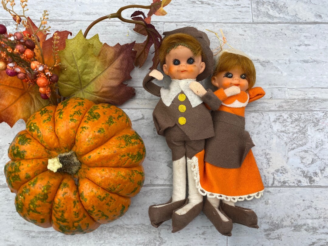 Vintage Thanksgiving Pilgrim Pixies Fall Decor Autumn Decoration, Mid ...