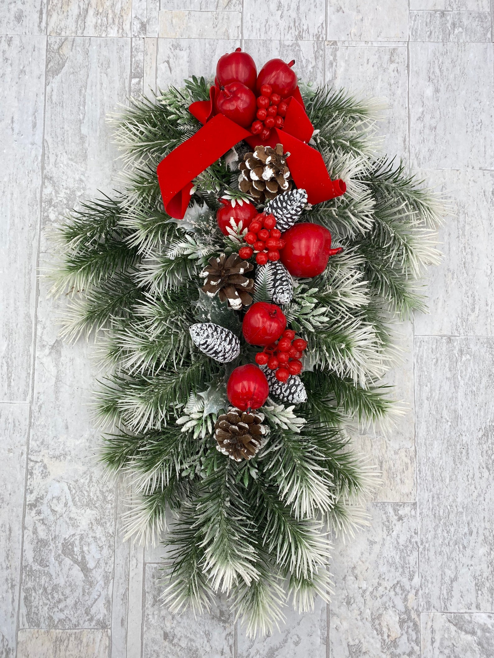 Vintage Christmas Door Swag Flocked Faux Evergreen Door - Etsy