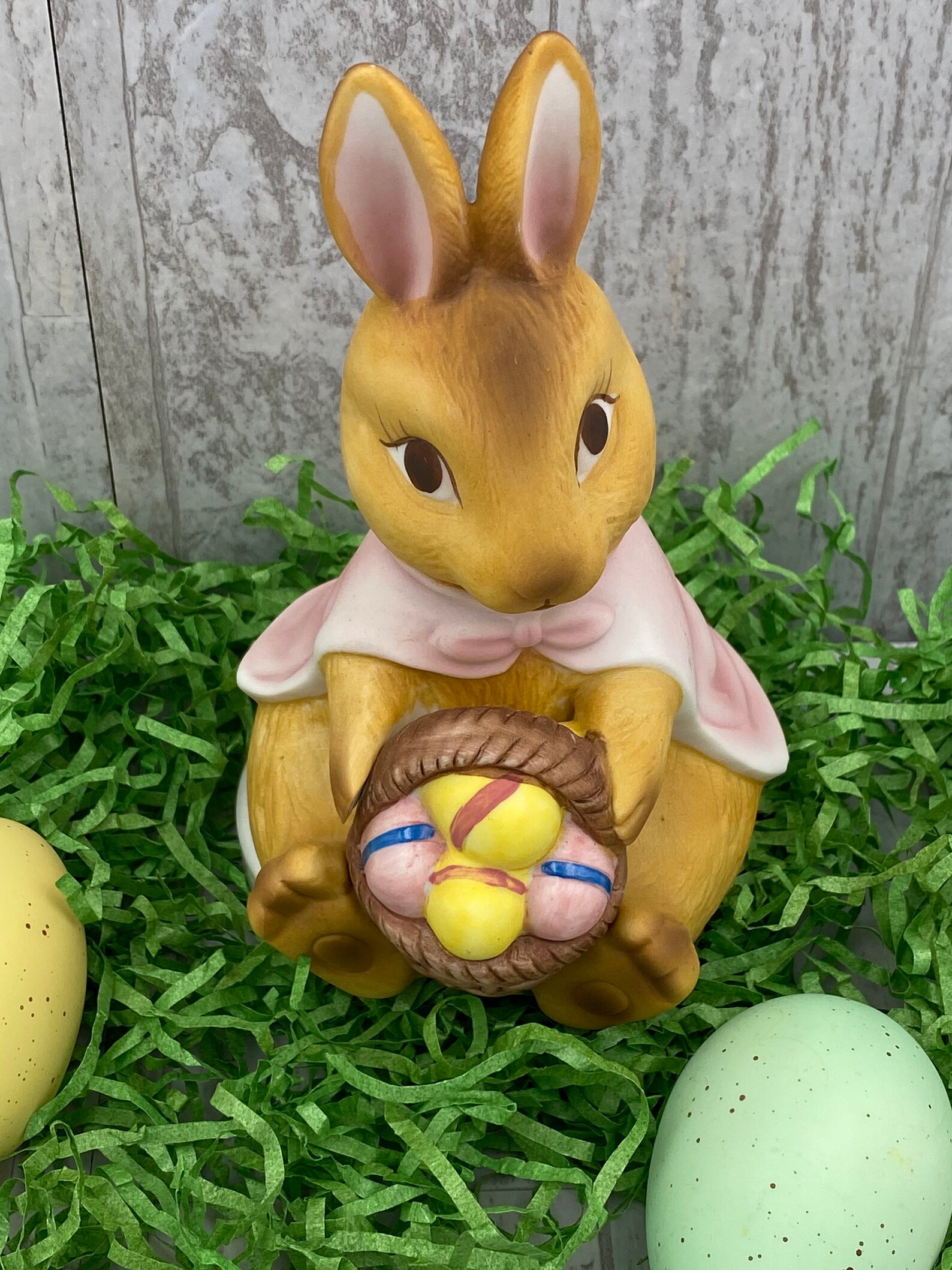 Vintage Easter Bunny Music Box Hand painted Ceramic Bunny | Etsy