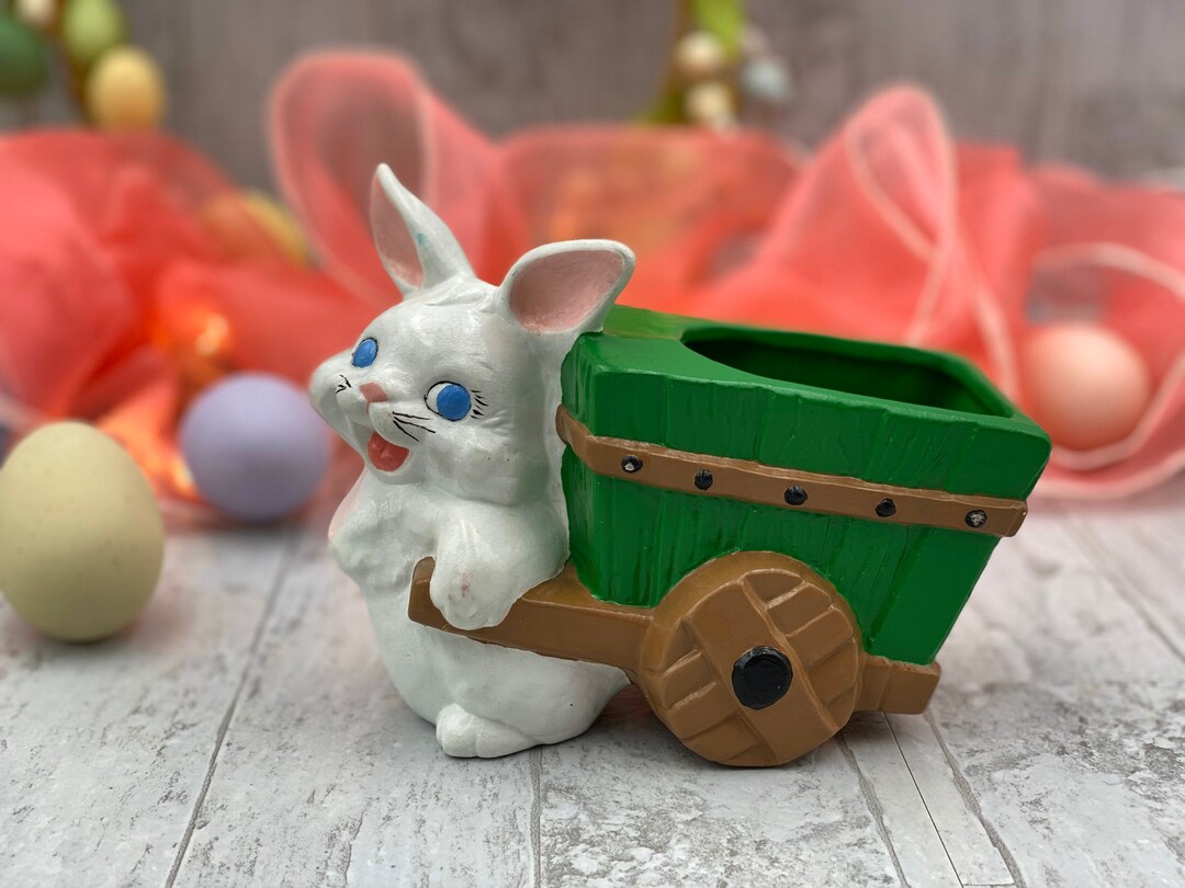 Vintage Easter Bunny Ceramic Planter: Hand-painted Holiday Decor - Etsy