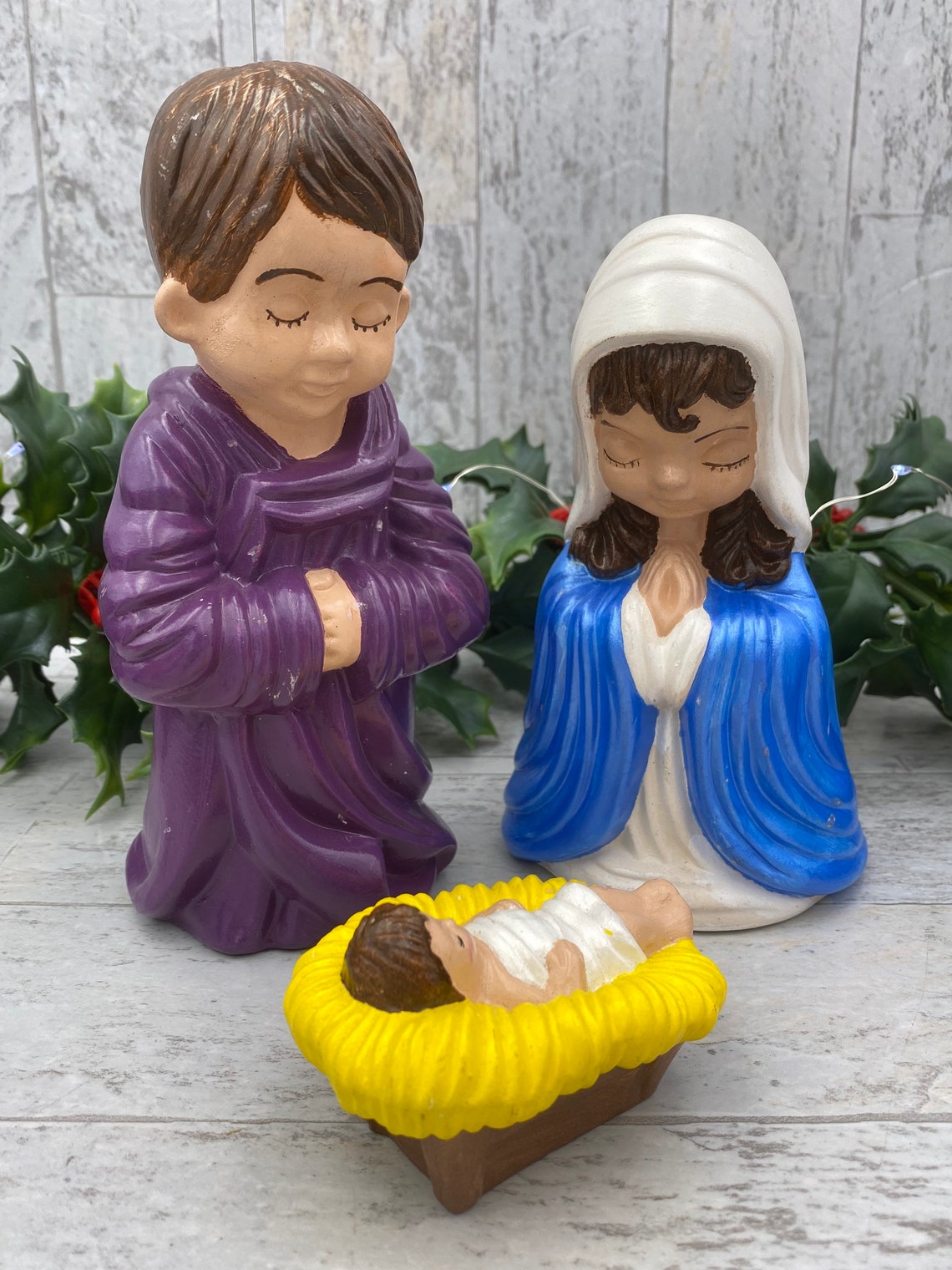 Vintage Nativity Set Arnels Pottery Holy Family Holiday - Etsy
