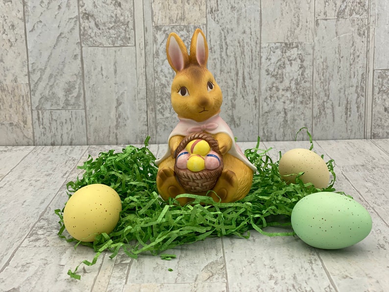 Vintage Easter Bunny Music Box Hand Painted Ceramic Bunny - Etsy