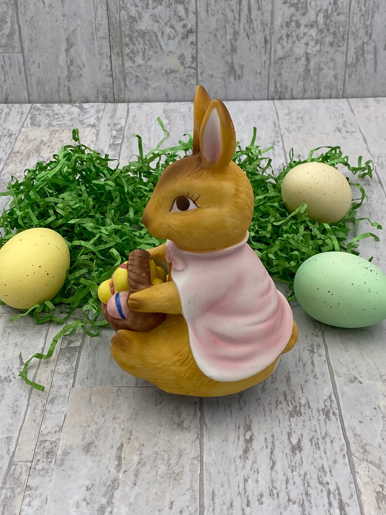 Vintage Easter Bunny Music Box Hand Painted Ceramic Bunny - Etsy