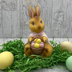 Vintage Easter Bunny Music Box, Hand Painted Ceramic Bunny Decoration ...