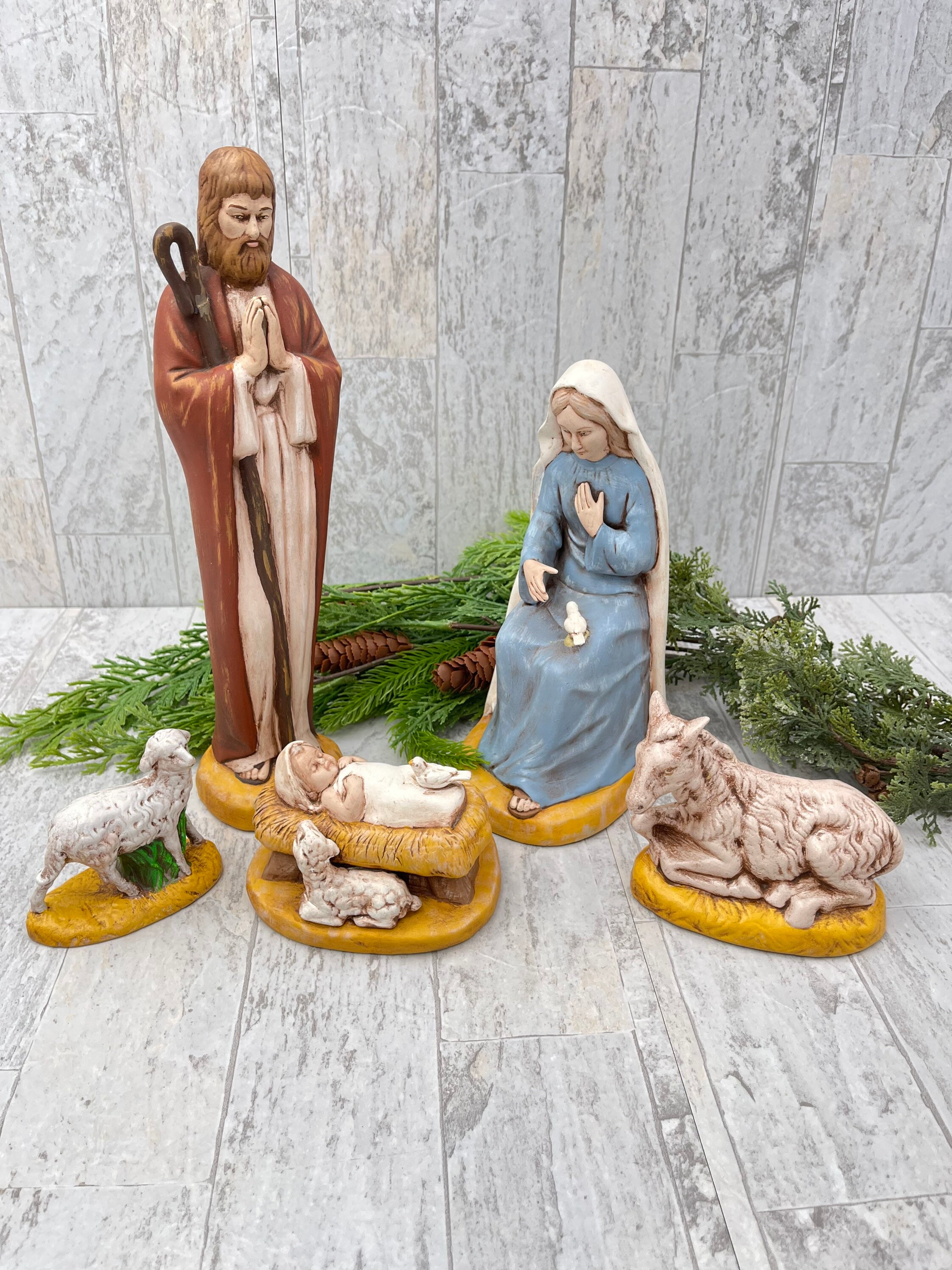 Vintage Nativity Set Handpainted Ceramic Holy Family Holiday - Etsy