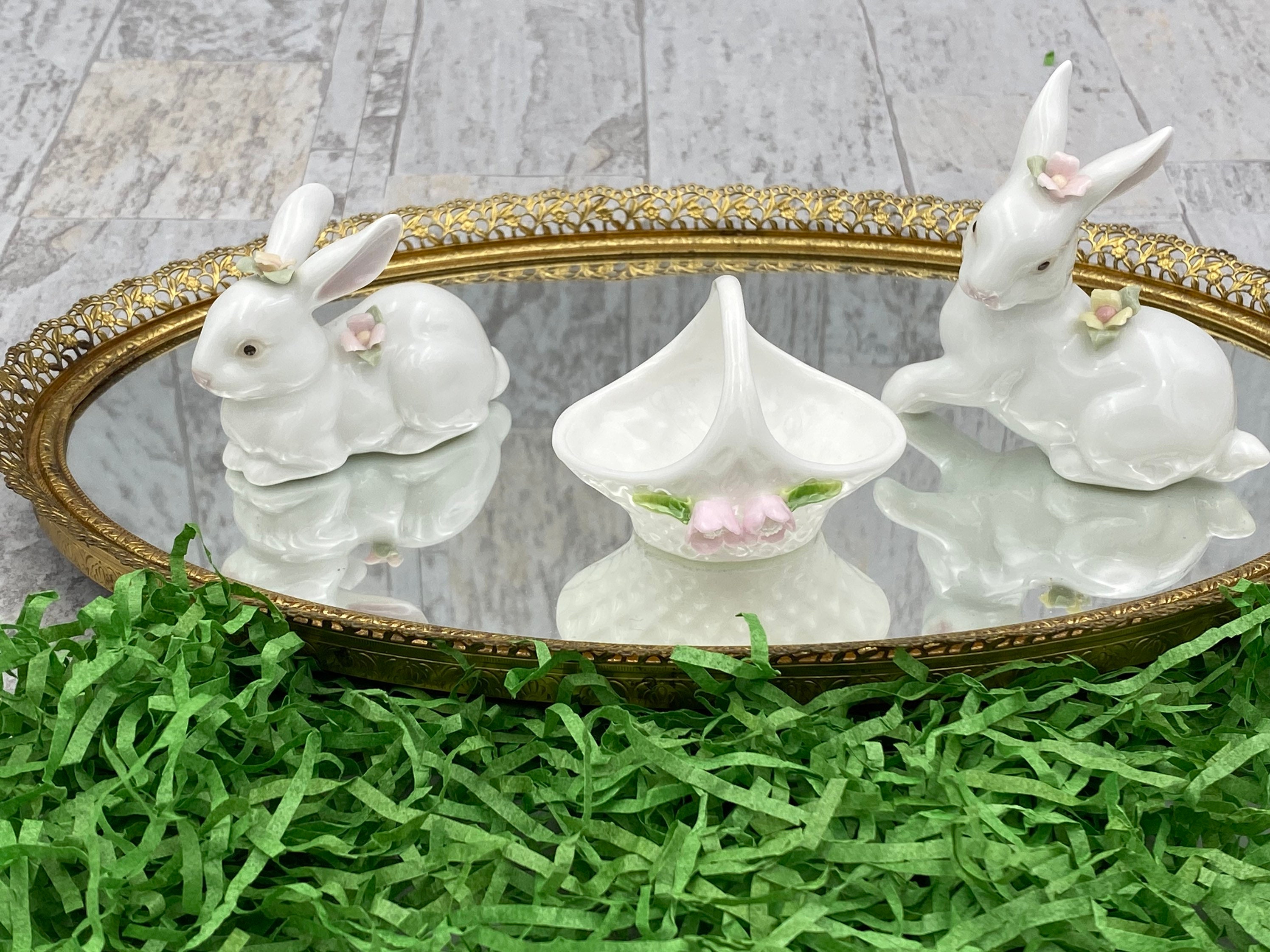 Beautiful Miniature Easter Bunny figurines Matching porcelain | Etsy