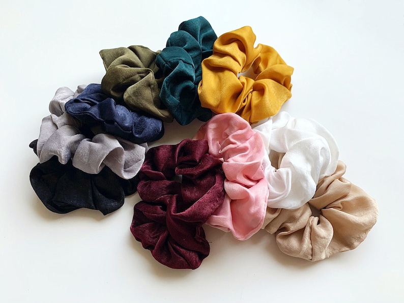 10 Colors Scrunchies Set Solid Color Large Velvet Scrunchie - Etsy