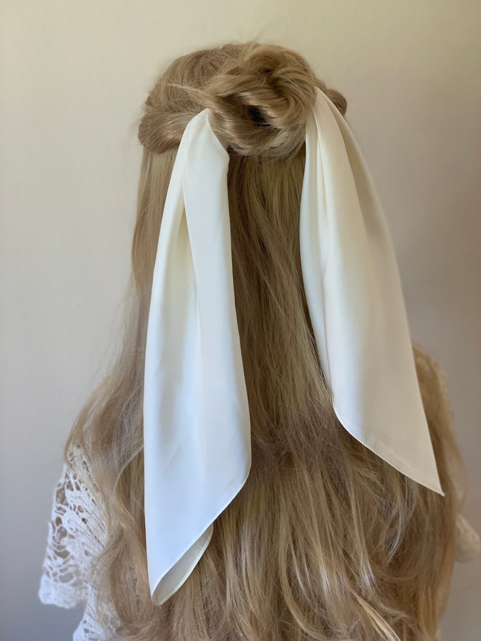 Silk Blend Solid Color Hair Scarf Silky Ponytail Scarf - Etsy
