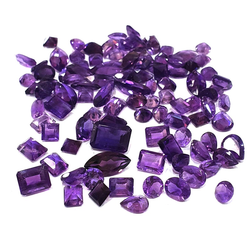 50 Ct Natural Mix Cut Amethyst Gemstone Lot, Mix Shape Purple Amethyst ...