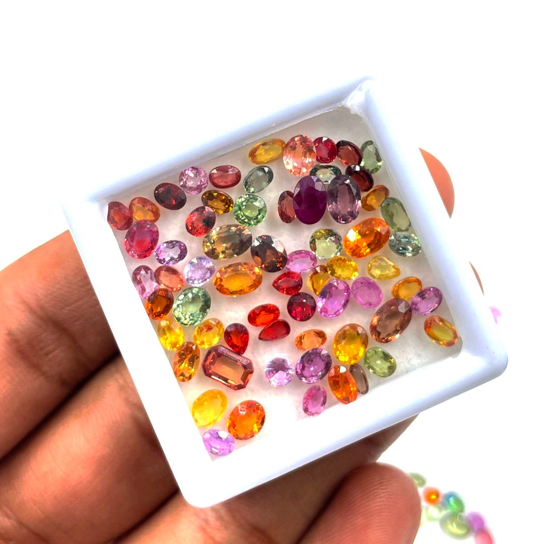 5 CT Natural Multi Sapphire Mix Shape Cut Loose Gemstones Lot 3-7 MM 15 ...