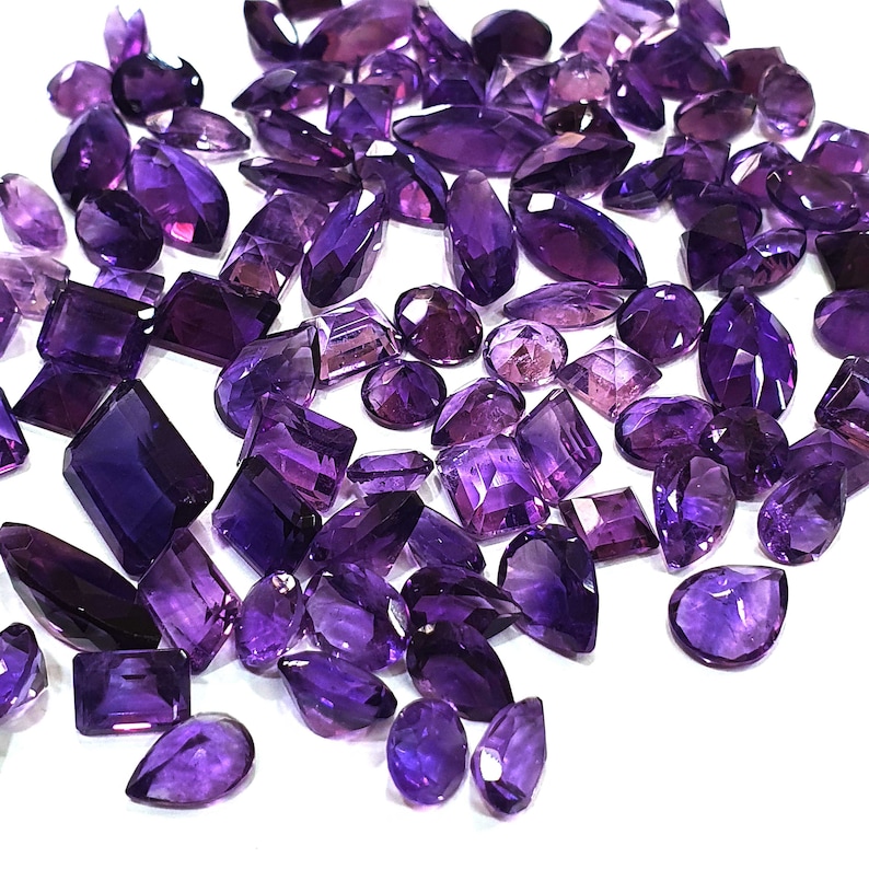 50 Ct Natural Mix Cut Amethyst Gemstone Lot, Mix Shape Purple Amethyst ...