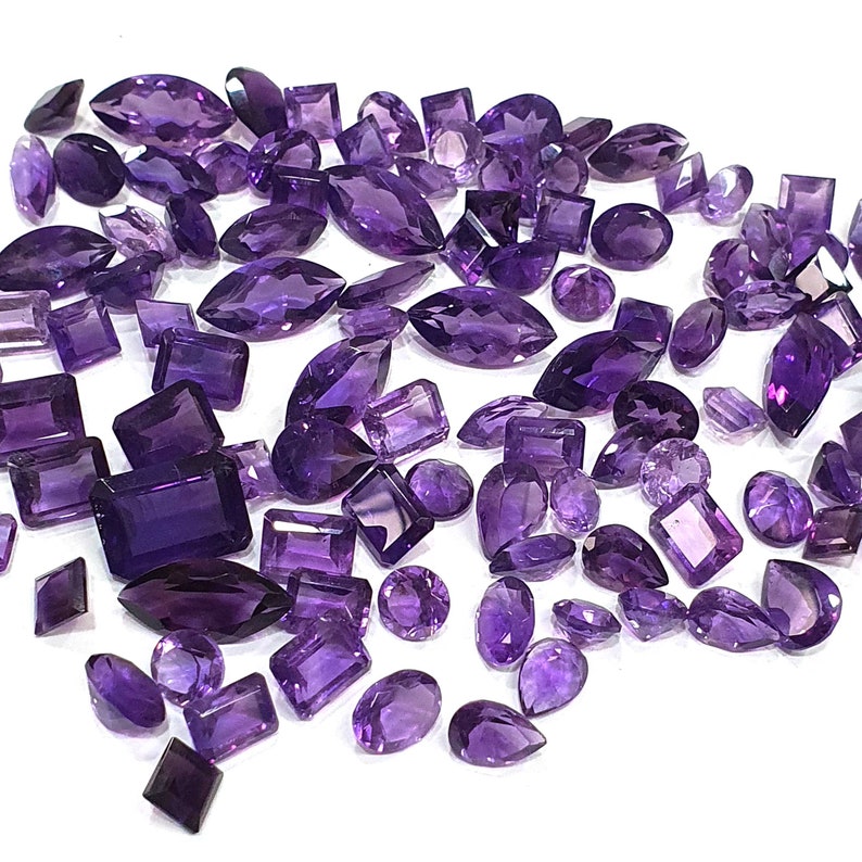 50 Ct Natural Mix Cut Amethyst Gemstone Lot, Mix Shape Purple Amethyst ...