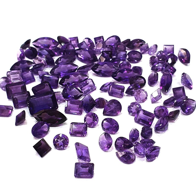 50 Ct Natural Mix Cut Amethyst Gemstone Lot, Mix Shape Purple Amethyst ...