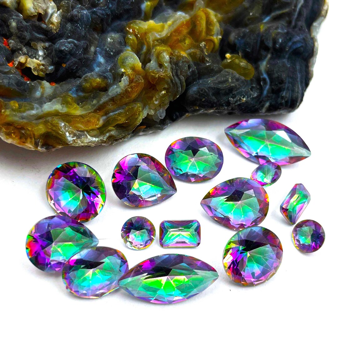 Colorful Mystic Quartz Mix Shape Cut Loose Gemstone Lot 75-77 Pcs 5-14 ...