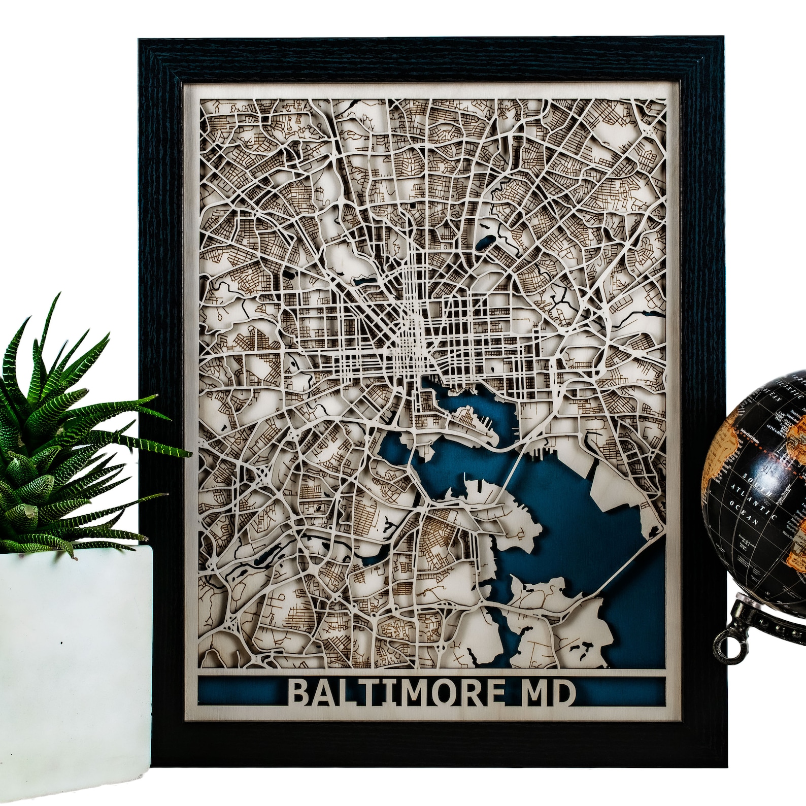 Baltimore MD Laser Cut Map Custom Wood Art Handmade in USA | Etsy