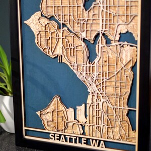 Seattle Laser Cut Map | Minimalist Wall Art | Precise Engraved Map Art ...