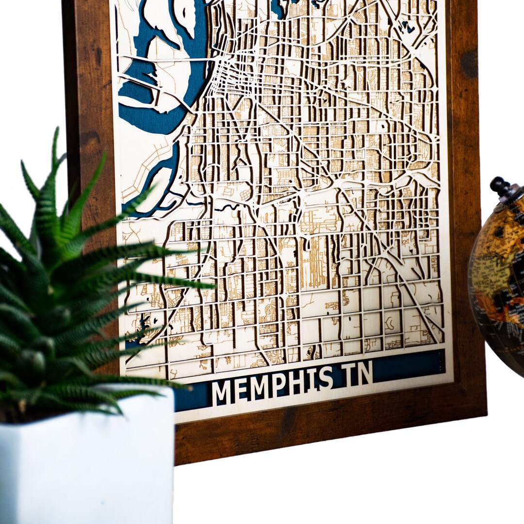 Memphis TN Laser Cut Map | Custom Wood Art | Handmade in USA | 3D ...