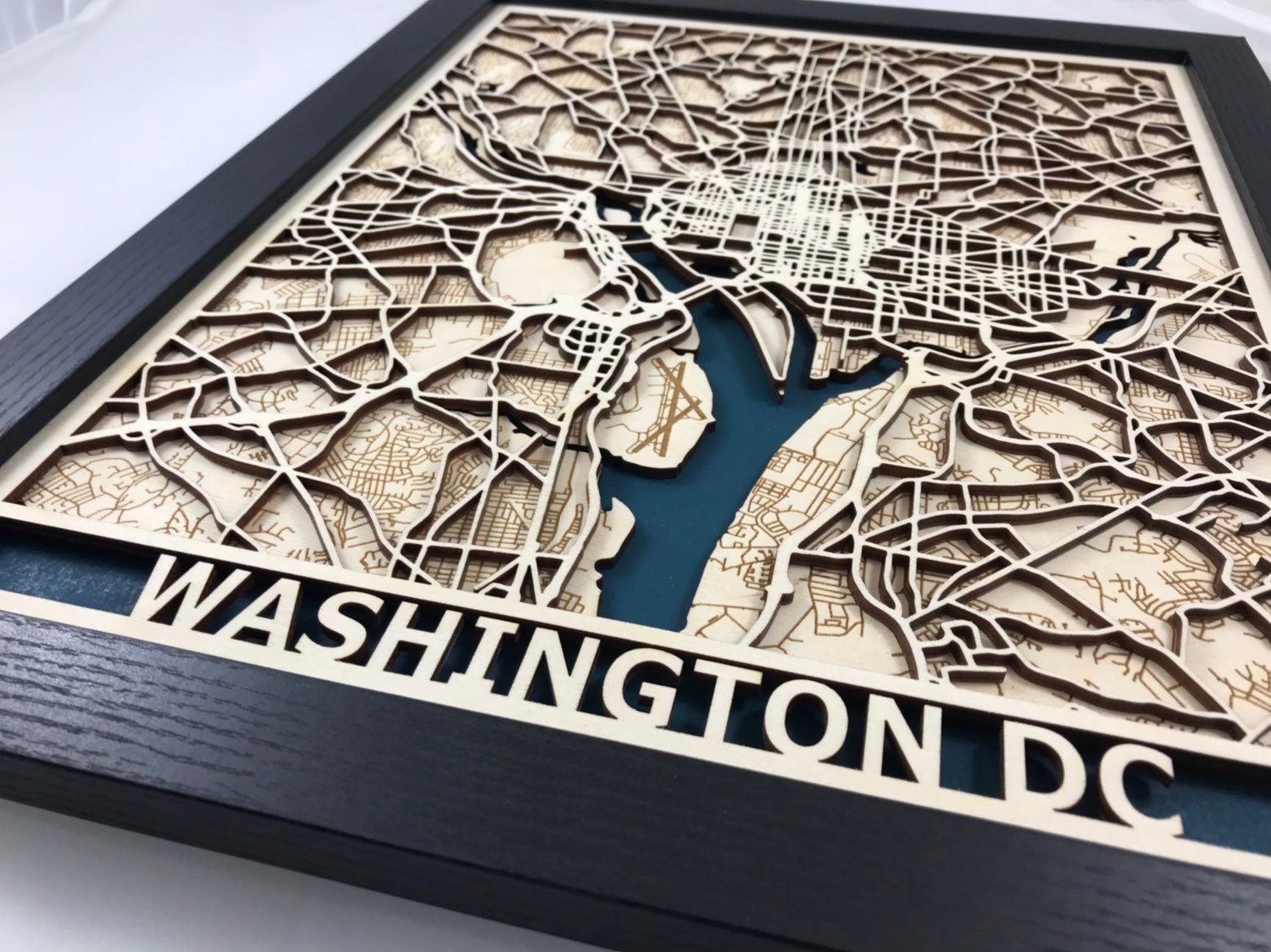 Washington DC Map Laser Cut Wood Map Art 5th Anniversary | Etsy