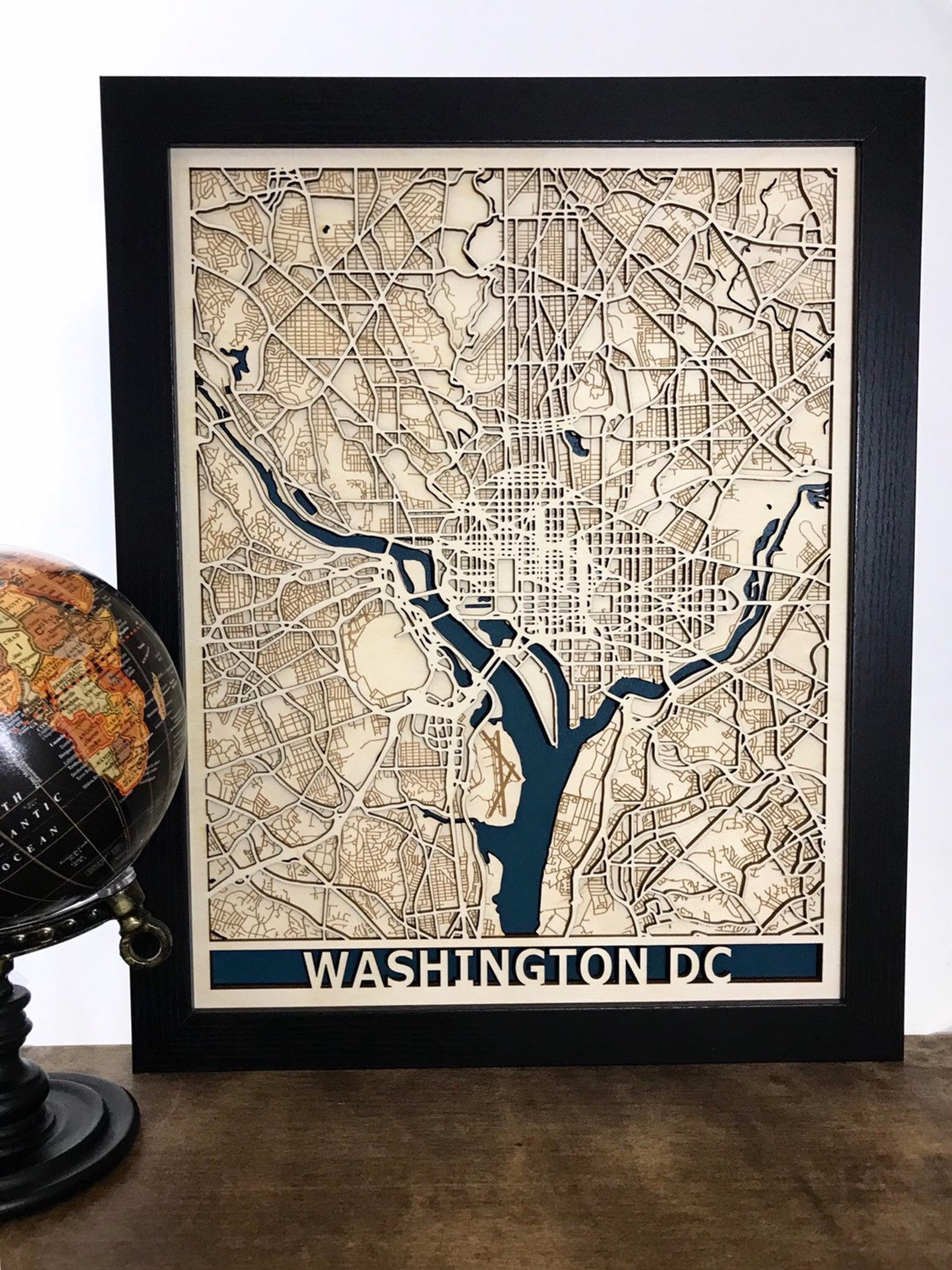 Washington DC Map | Laser Cut Wood Map Art | 5th Anniversary Gift ...