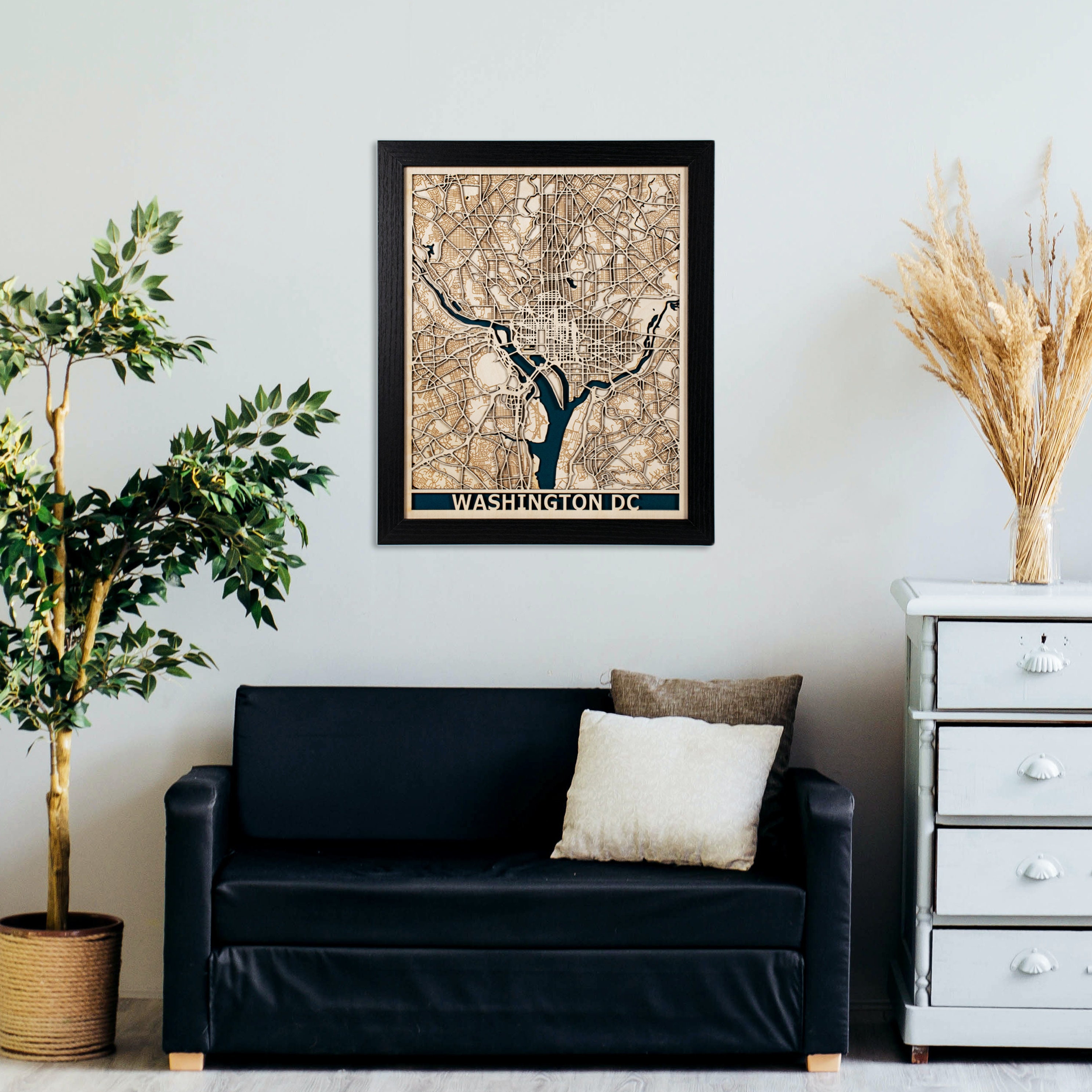 Washington DC Map Laser Cut Wood Map Art 5th Anniversary - Etsy