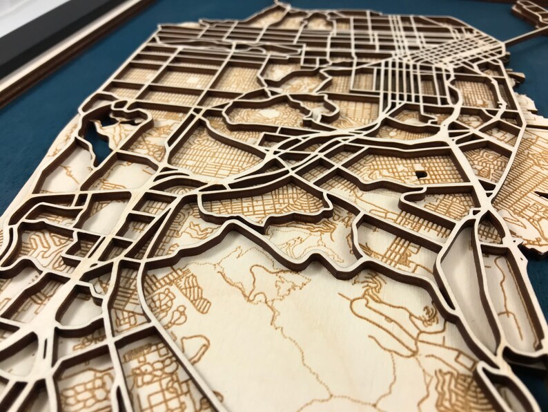 Custom Wood Map Laser Cut City Map Choose Any City in the | Etsy Canada