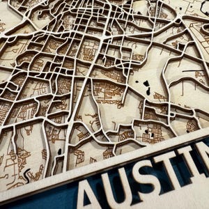 Austin Texas Wood Map | Wood Wall Art | 3D Austin City Map | 5th ...