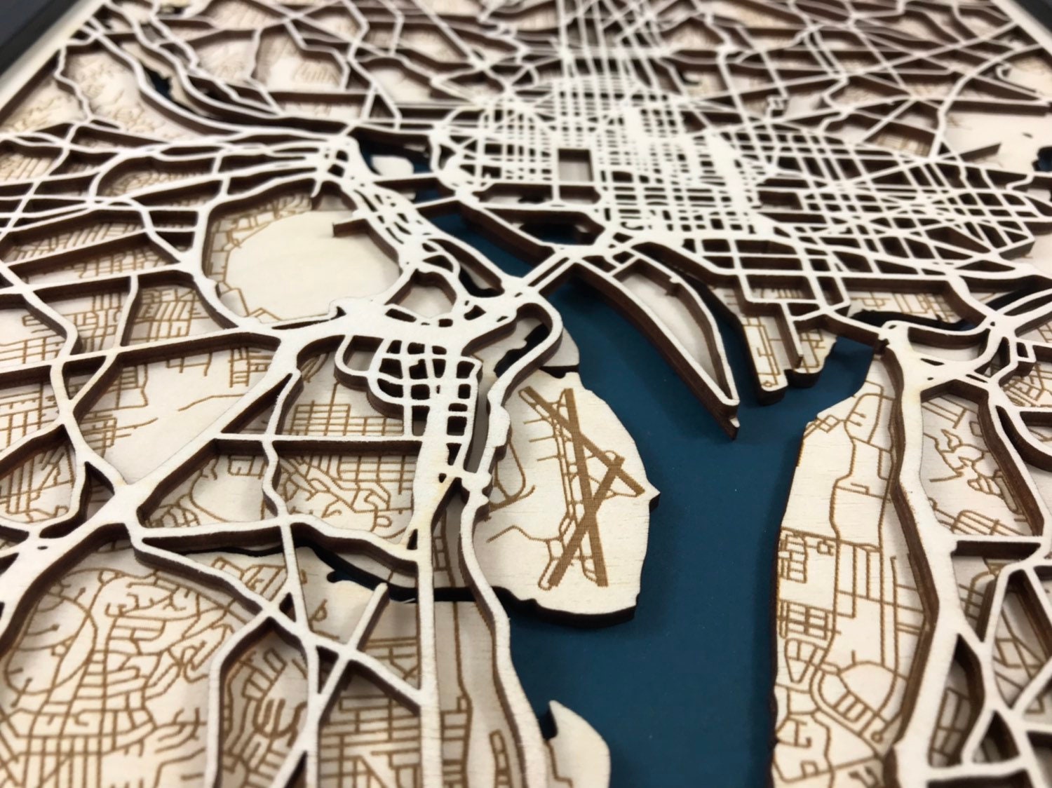 Washington DC Map Laser Cut Wood Map Art 5th Anniversary | Etsy