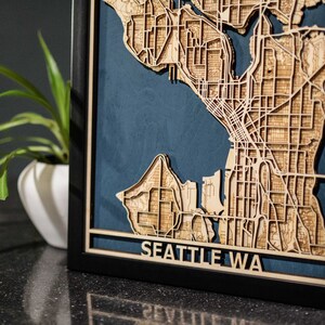 Seattle Laser Cut Map | Minimalist Wall Art | Precise Engraved Map Art ...