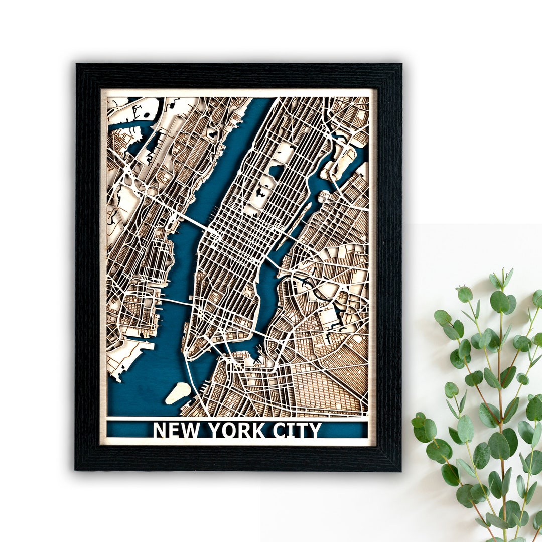 New York City Street Map | Laser Cut Art Work NYC | Big Apple Decor ...