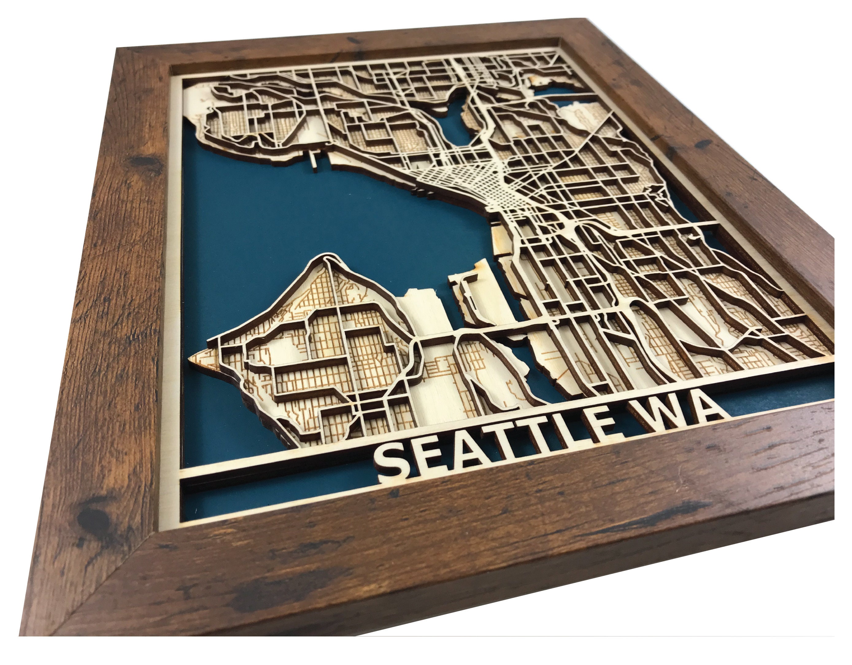 Seattle Laser Cut Map Minimalist Wall Art Precise Engraved - Etsy