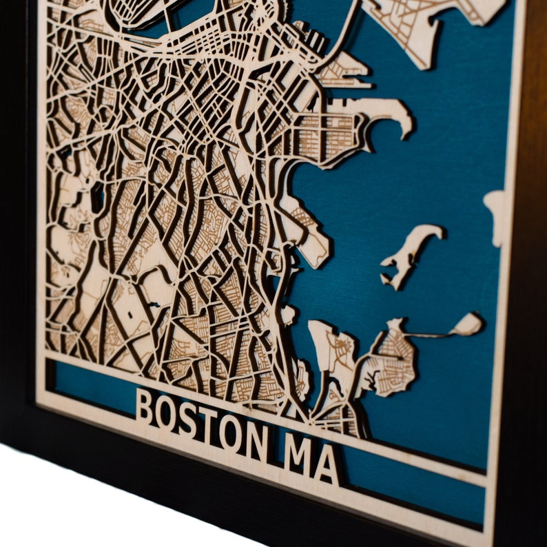Boston Wood Map | 3D Laser Cut Map | Handmade in USA | 3D Boston MA ...