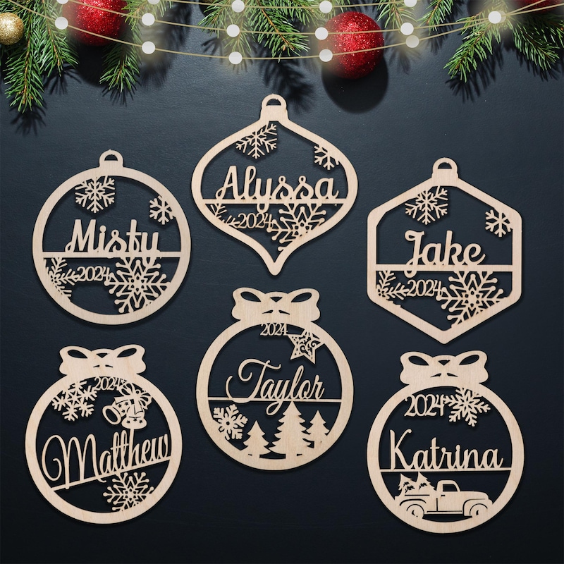 Wooden Christmas Bauble Name Tag - Etsy