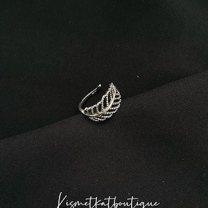 One Leaf Wrap Ring, Silver Leaf Open Band Ring | Adjustable Leaf Ring | Nature-inspired Leaf ...