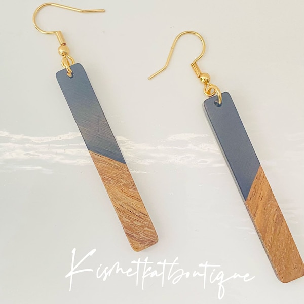 Wood Resin Earrings - Etsy