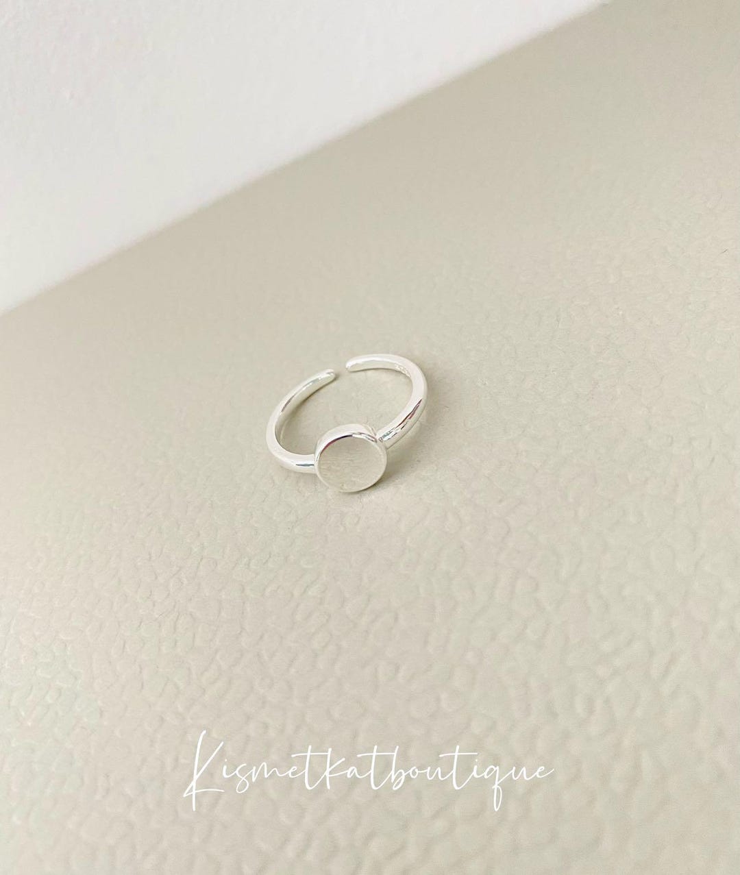 Geometric Small Circle Ring, Minimalist Flat Ring, Silver Round Ring ...